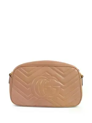 Gucci Small Gg Marmont Calf Leather Shoulder Bag - Brown