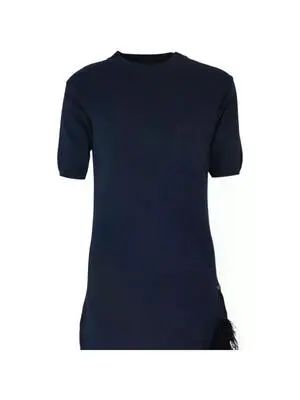 IZAAK AZANEI Feather-trim Side-slit Midi Dress