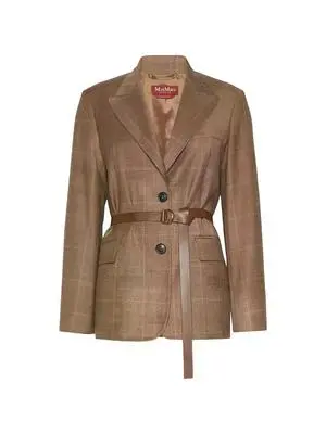 Max Mara Belted Checked Blazer - Brown