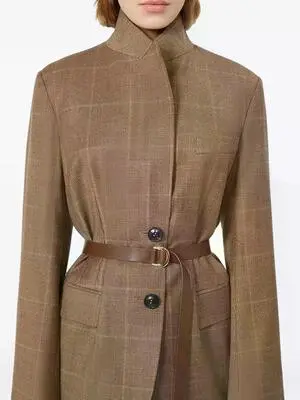 Max Mara Belted Checked Blazer - Brown