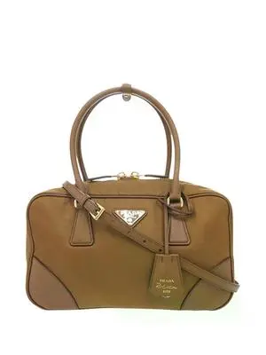 Prada 2013-2026 Medium Saffiano Trimmed Re Nylon Re Edition 1978 Satchel - Brown
