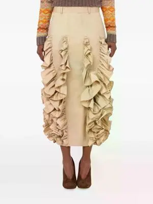 Moschino Ruffled Midi Skirt - Neutrals