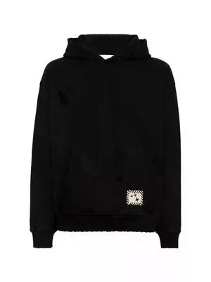 LANEUS Destroyed Boxy-fit Hoodie - Black
