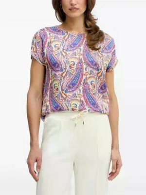 MARC AUREL Paisley-print Short-sleeve Blouse - Neutrals