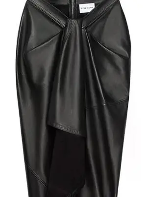 Givenchy Long Wrapped Skirt In Leather