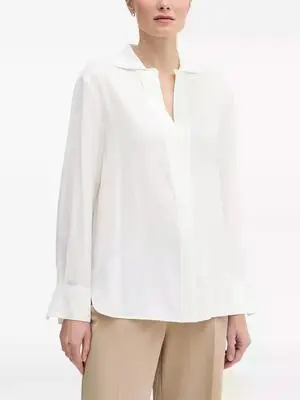 MARC AUREL V-neck Long-sleeve Blouse - White