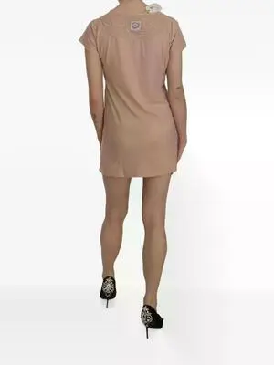 PINK MEMORIES Lace-appliqué Short-sleeve Mini Dress