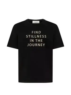 LANEUS Slogan-embroidered T-shirt - Black