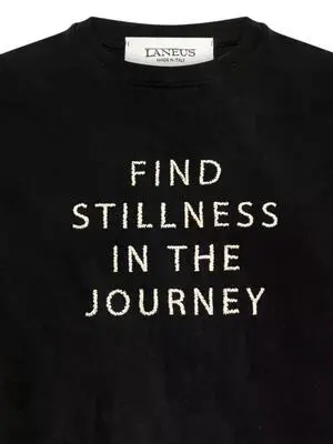 LANEUS Slogan-embroidered T-shirt