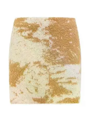 LANEUS Jacquard-knit Mini Skirt - Neutrals