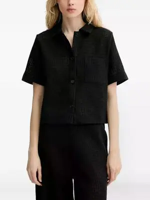 Marc O'polo Crochet-knit Patch-pocket Shirt - Black