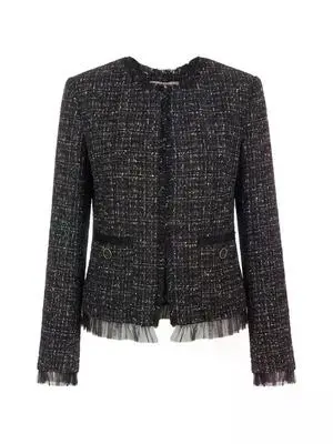 TWINSET Bouclé-knit Tulle-trim Jacket