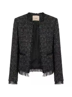 TWINSET Bouclé-knit Tulle-trim Jacket