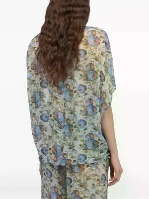 SEMICOUTURE Placida Floral-print V-neck Blouse