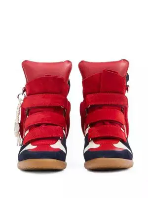 Isabel Marant Étoile Bekett Ring Suede Wedge Sneakers - Red