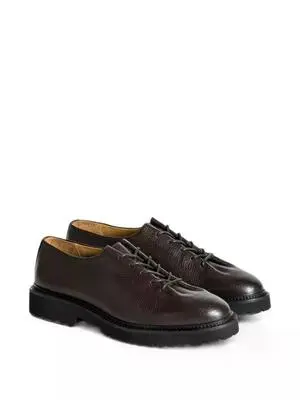 JACQUES SOLOVIERE Edouard Lug Grained-leather Derby Shoes - Brown