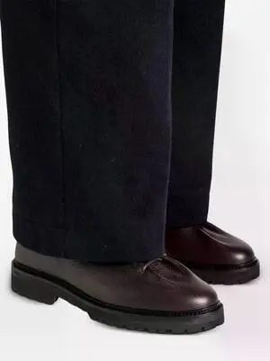 JACQUES SOLOVIERE Edouard Lug Grained-leather Derby Shoes - Brown