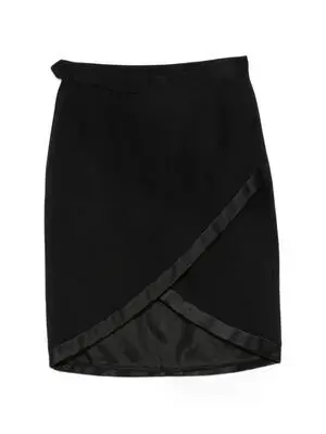 Saint Laurent 1980s Wrap-style Satin-trim Midi Skirt