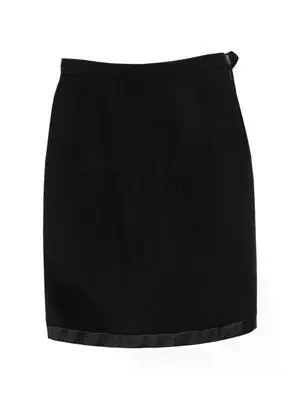 Saint Laurent 1980s Wrap-style Satin-trim Midi Skirt