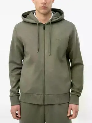 BOSS Logo-print Zip-up Hoodie - Green