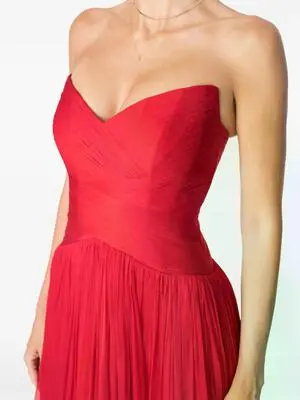 M.MARQUISE Viviene Pleated Silk Maxi Dress - Red