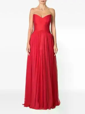 M.MARQUISE Viviene Pleated Silk Maxi Dress