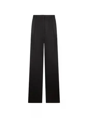Emporio Armani Pleated Satin-finish Trousers - Black