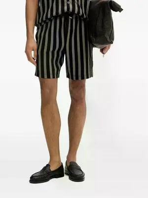 Marc O'polo Vertical-stripe Waffle-knit Shorts - Black
