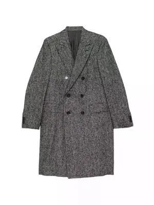 Caruso Herringbone-pattern Double-breasted Coat - Grey