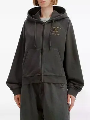 FINGERCROXX Logo-embroidered Zip-up Hoodie