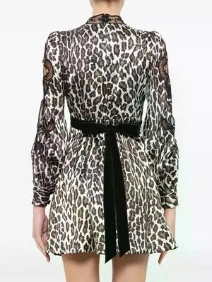 Marc Jacobs Leopard-print Lace-panel Minidress - Neutrals