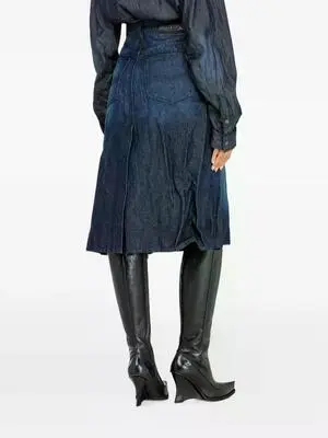 DIESEL® Midi Skirt In Creased Denim