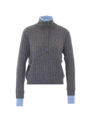 ELE Ribbed-knit Button-up Sweater