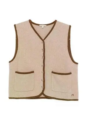 MOISMONT Contrast-trim Sleeveless Cardigan - Neutrals