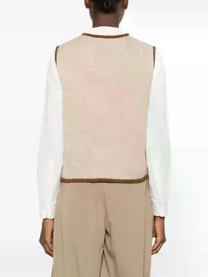 MOISMONT Contrast-trim Sleeveless Cardigan