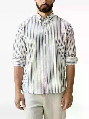 BENETTON Vertical-stripe Button-down Shirt - White