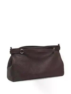 Orciani Midi Grained Leather Tote Bag - Brown