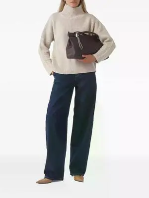 Orciani Midi Grained Leather Tote Bag