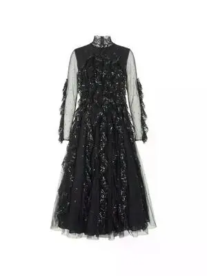 Valentino Garavani Sequin-embellished Ruffled Midi Dress - Black
