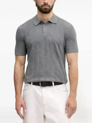 BENETTON Textured-knit Polo Shirt - Grey