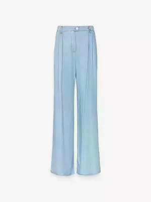 GAELLE PARIS Pleated Wide-leg Jeans - Blue