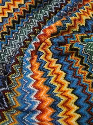 Missoni Zigzag-pattern Knit Fringed Scarf