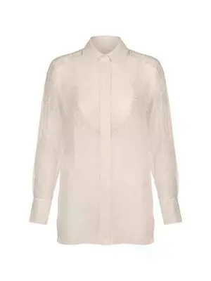 Valentino Garavani Bead-embellished Sheer Shirt - Neutrals