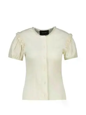 Simone Rocha Pointelle Puff-sleeve Blouse - Neutrals