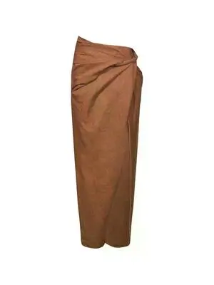 DIESEL® Draped Denim Midi Skirt - Brown