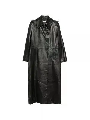 Liviana Conti Double-breasted Leather Coat - Black