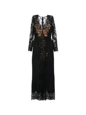 Elie Saab Lace-panelled Floor-length Maxi Dress - Black