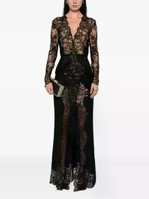 Elie Saab Lace-panelled Floor-length Maxi Dress