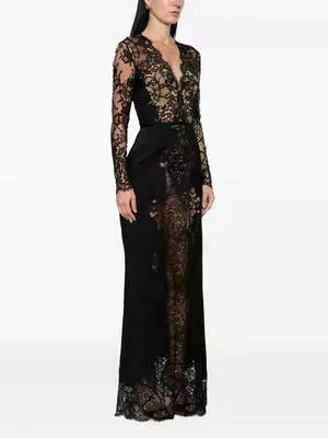 Elie Saab Lace-panelled Floor-length Maxi Dress