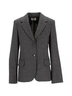 Max Mara Chevron-jacquard Single-breasted Blazer - Grey